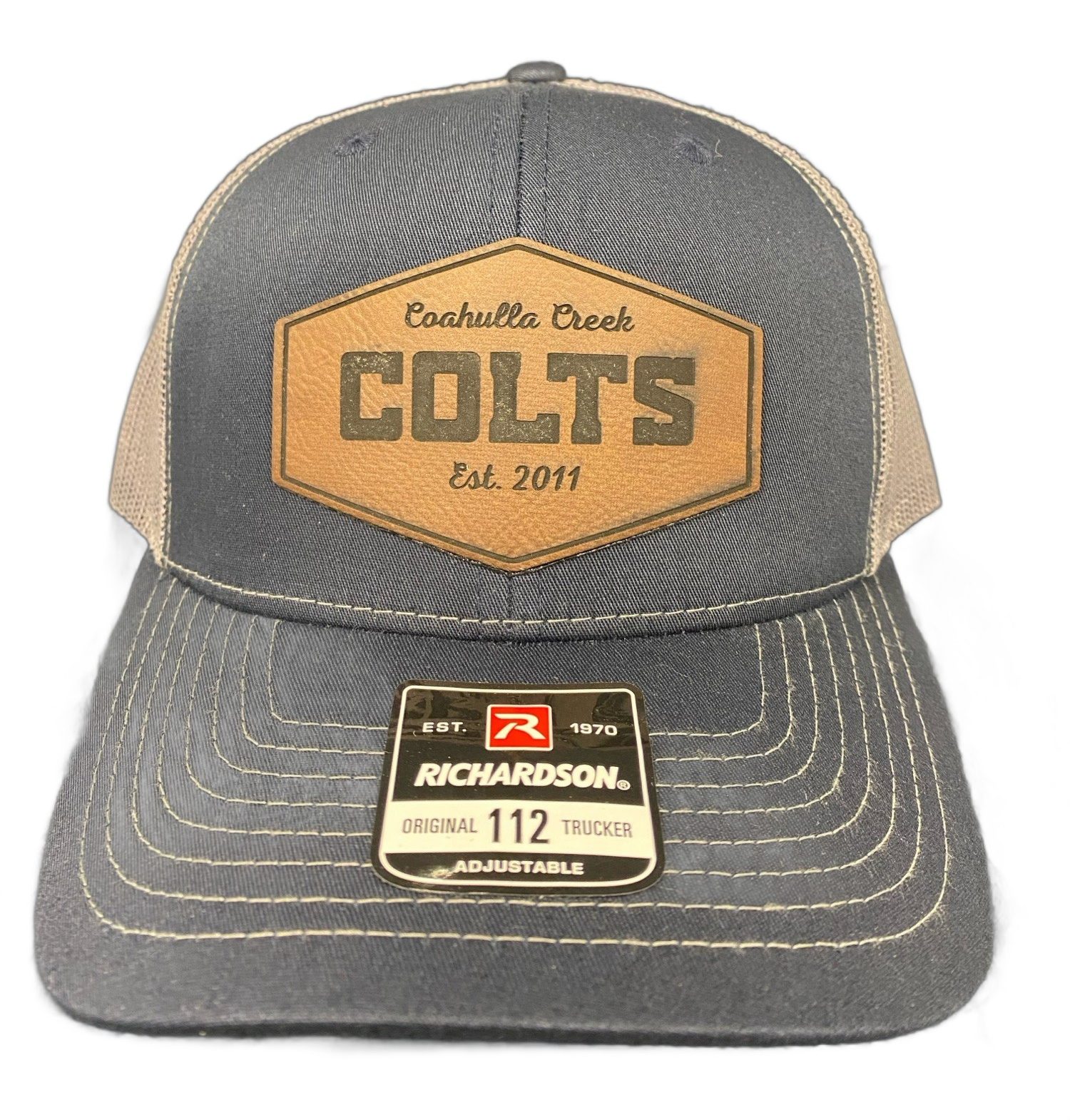 Leather Stamped Colts Trucker Hat – Coahulla Creek Football
